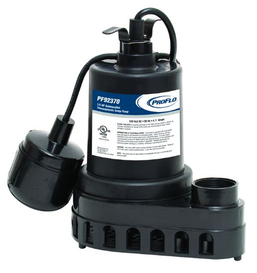 PROFLO PF92370 12V 1/3 hp Thermoplastic Submersible Sump Pump with ...