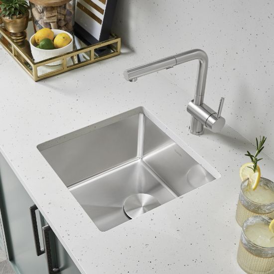 Blanco 401515 Quatrus 17 in. x 17 in. Undermount Satin Polish Bar Sink ...